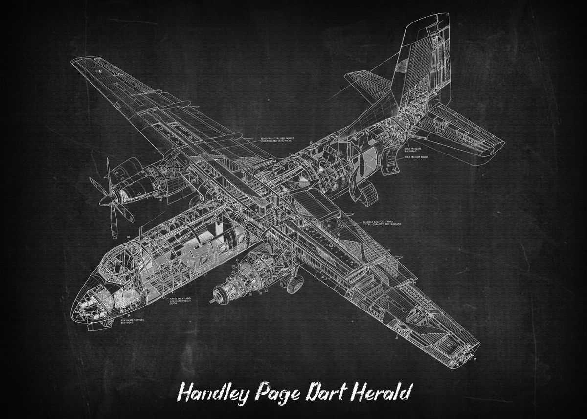 'Handley Page Dart Herald' Poster by MICHAEL BRUNS PLATES | Displate
