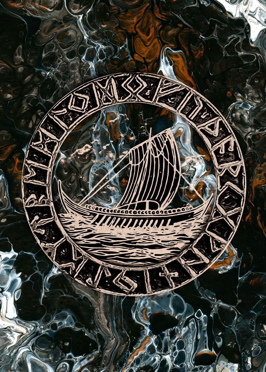 'VIKING SHIP RUNE' Poster, picture, metal print, paint by ELTOROFX74 ...