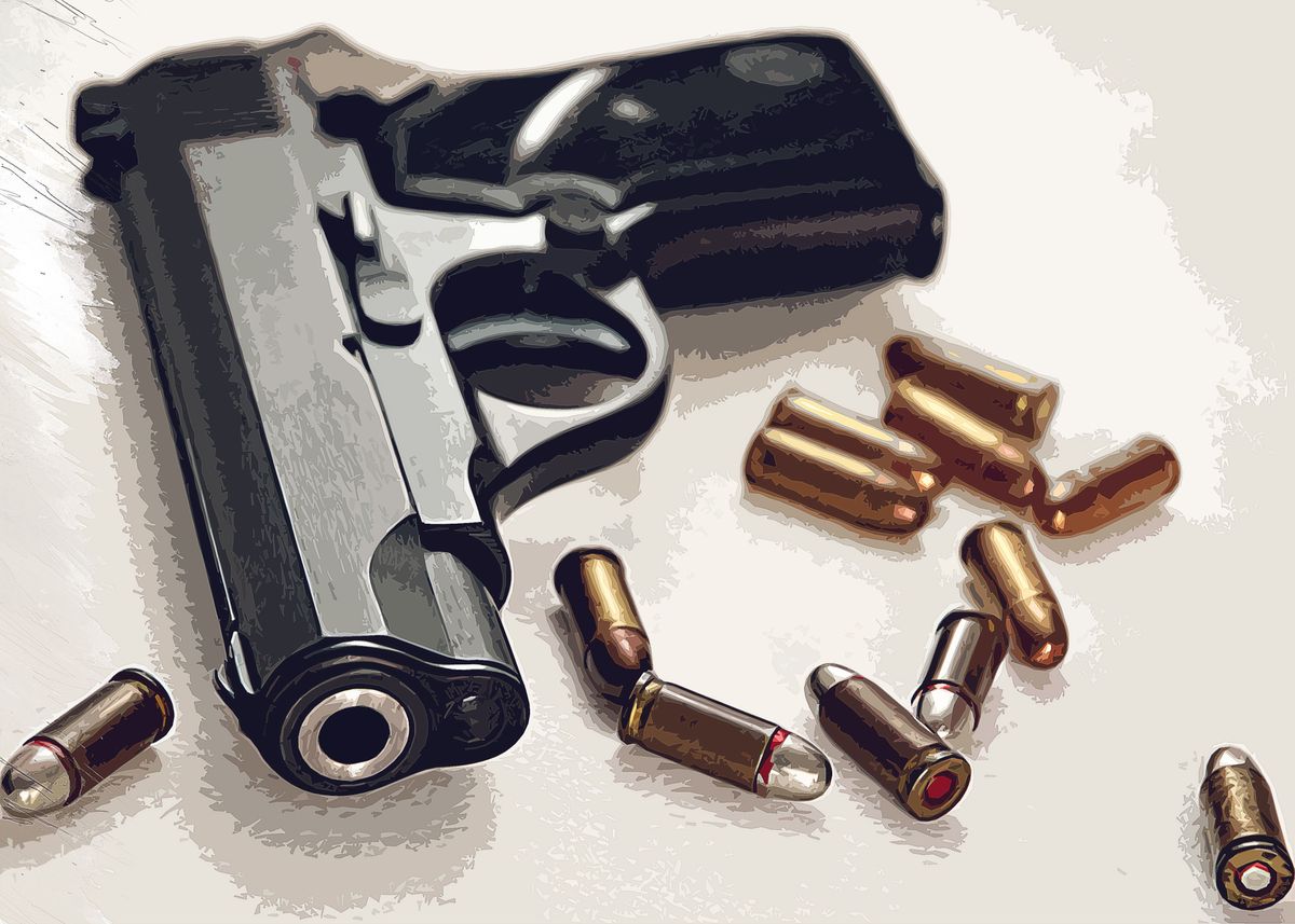 'gun handgun poster' Poster by Haruka Studio | Displate