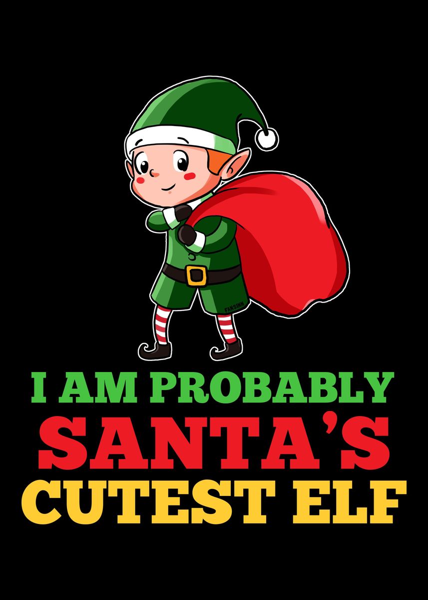 'Christmas Elf Help Santa C' Poster, picture, metal print, paint by ...