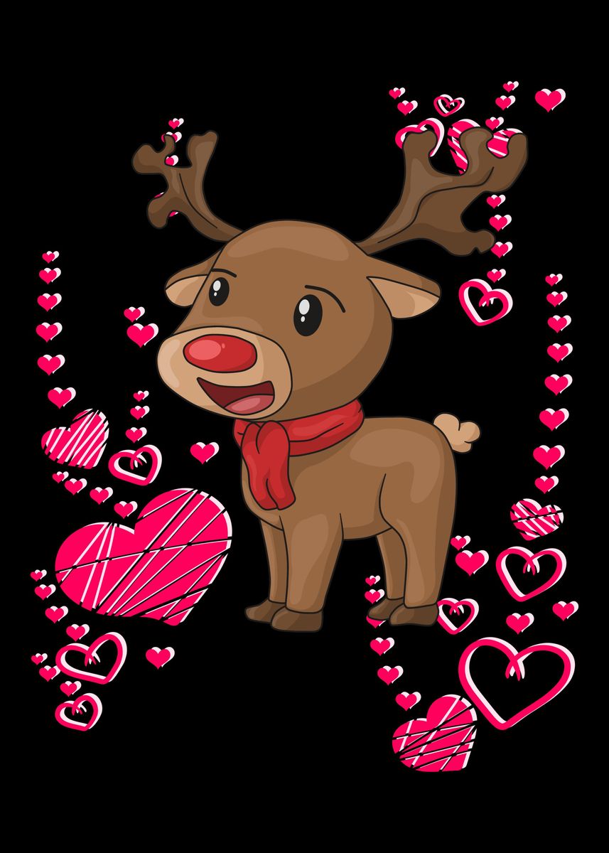 'Reindeer Christmas Heart L' Poster by fansinn | Displate