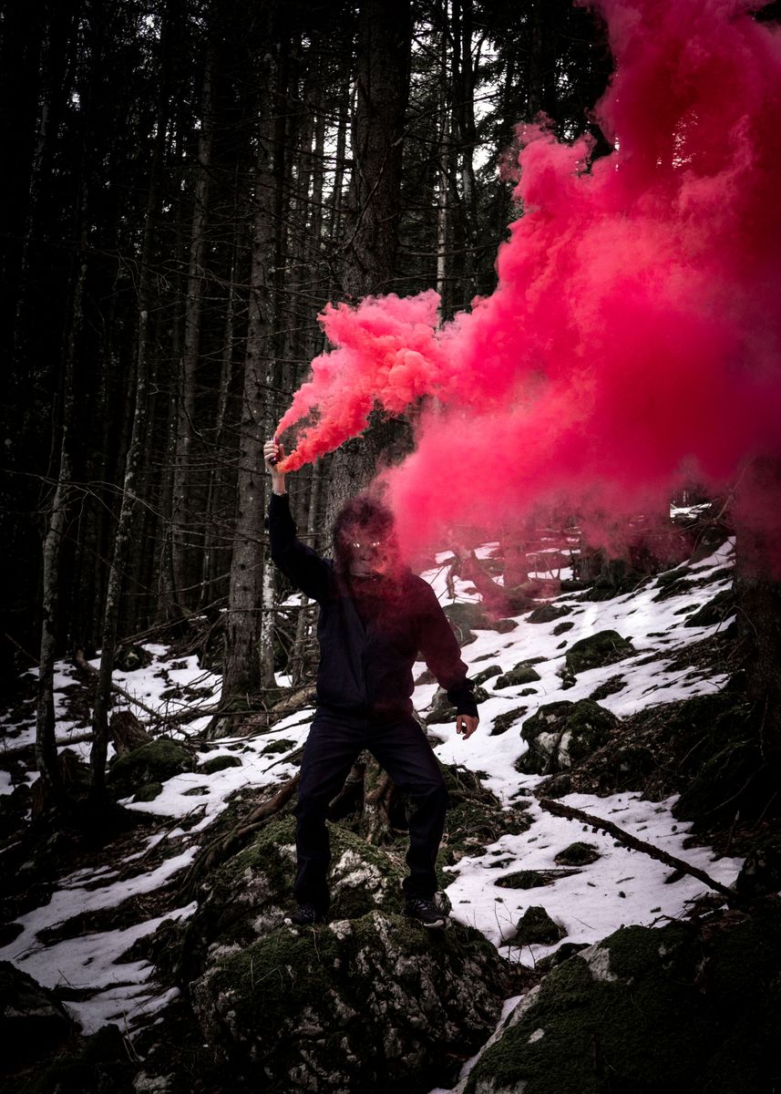 'Pink Smoke Ape Yeti Mask' Poster by Evi Radauscher | Displate