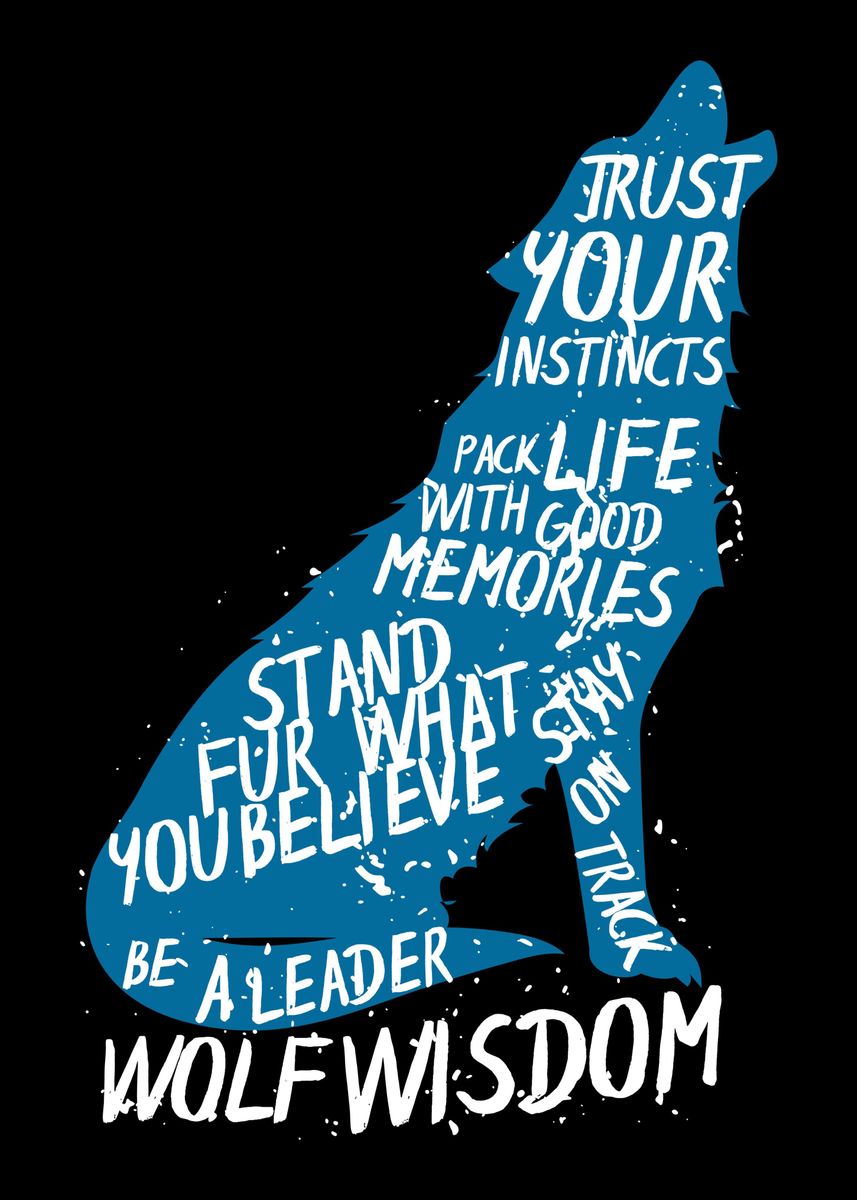 'Wolf Motivation Strong' Poster, picture, metal print, paint by ...