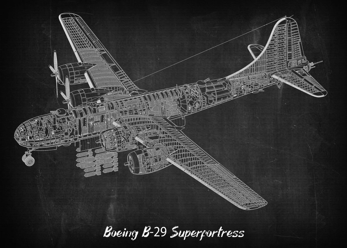 'Boeing B29 Superfortress' Poster by MICHAEL BRUNS PLATES | Displate