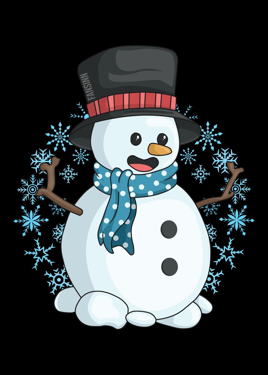 'Snowman winter ice frost c' Poster, picture, metal print, paint by ...