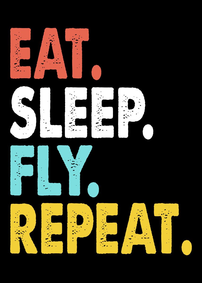 'Eat Sleep Fly Repeat' Poster, picture, metal print, paint by ...