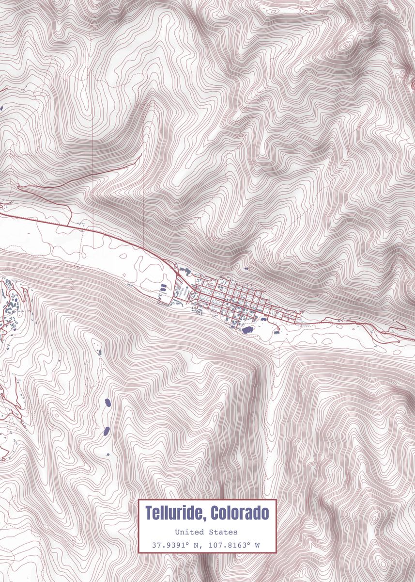 'Telluride CO Map USA Flag' Poster, picture, metal print, paint by ...