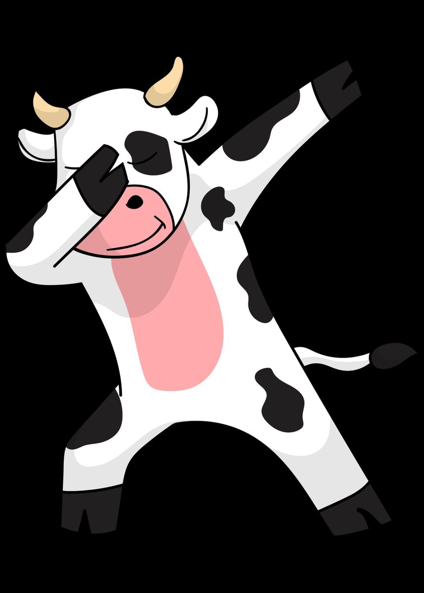 'Dabbing dance cow' Poster, picture, metal print, paint by BeMi | Displate