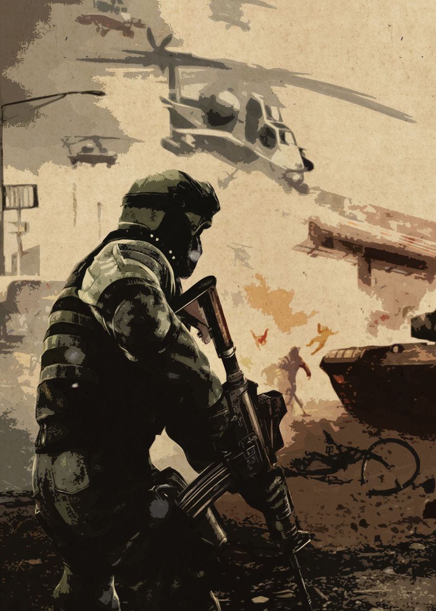 'homefront' Poster, picture, metal print, paint by dunand | Displate