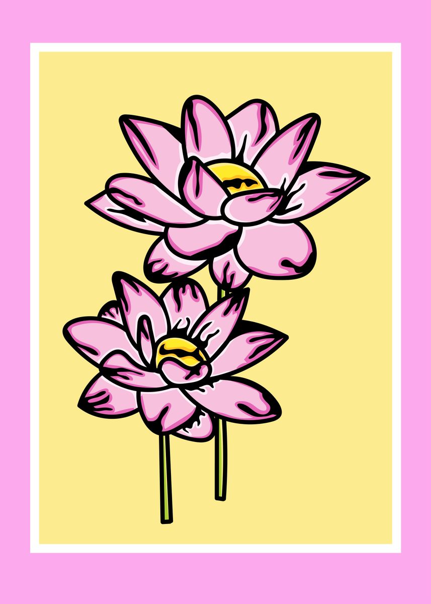 'Lotus Flower Illustration ' Poster, picture, metal print, paint by ...