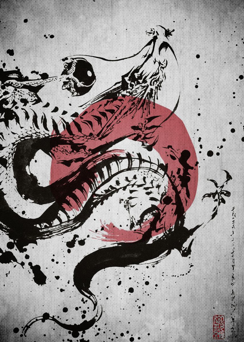 'SAMURAI DRAGON' Poster by MAXART DESIGN | Displate