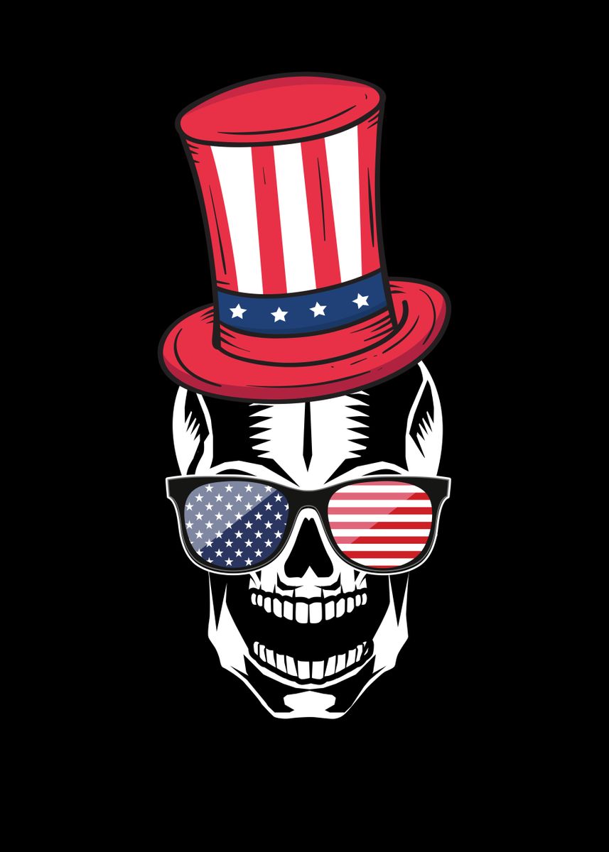 'Skull America Patriotic' Poster, picture, metal print, paint by ...