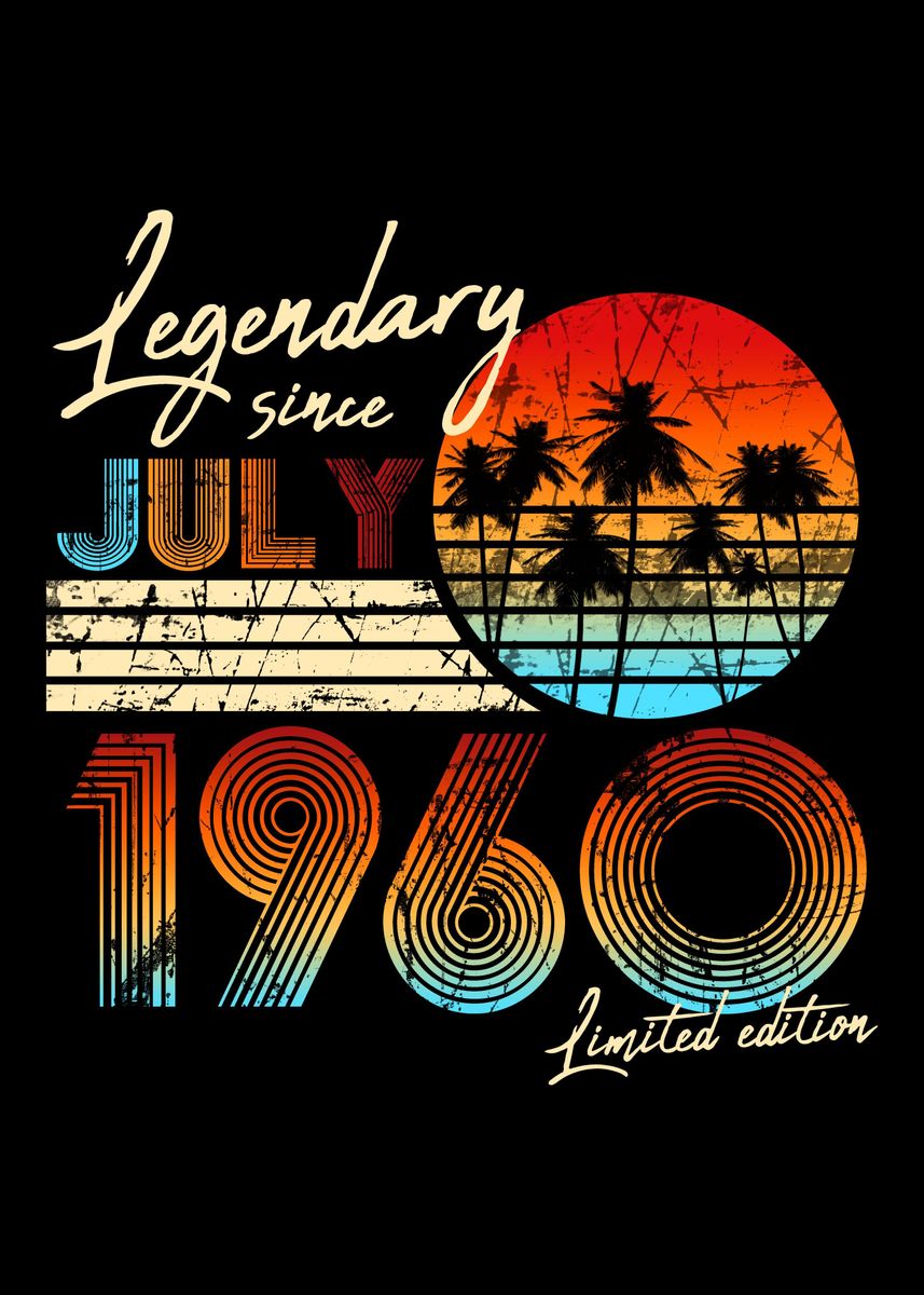 'Born in July 1960' Poster, picture, metal print, paint by Robert ...