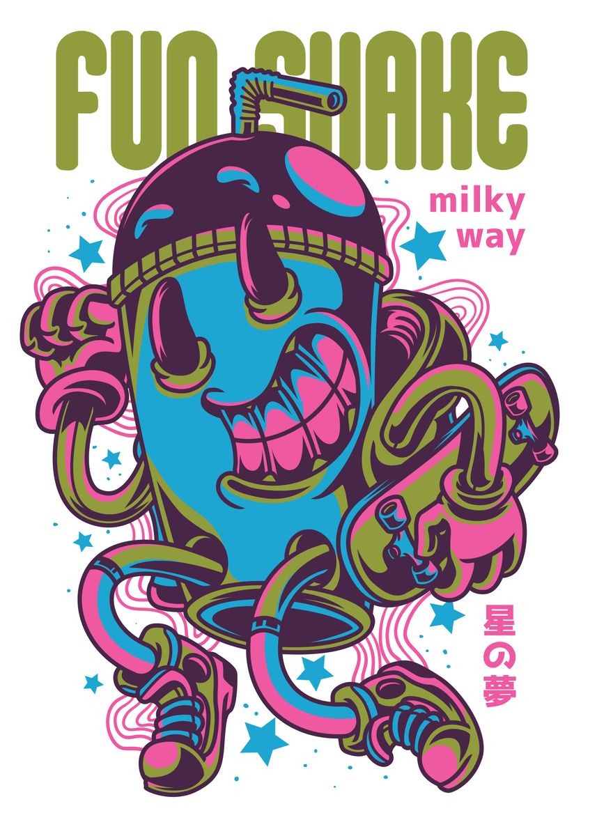 'Fun Shake' Poster, picture, metal print, paint by StonerPlates | Displate