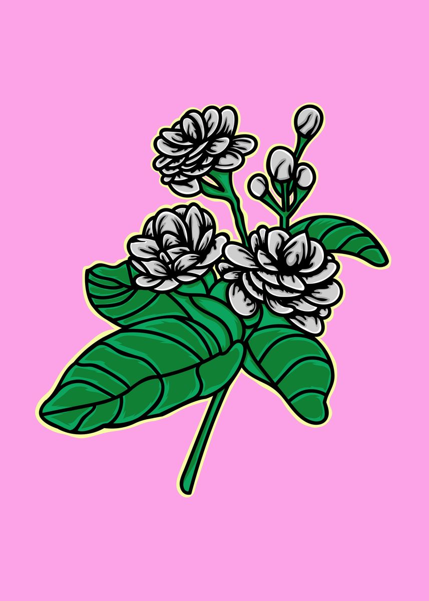 'Jasmine Flower' Poster, picture, metal print, paint by Afif Choirul ...