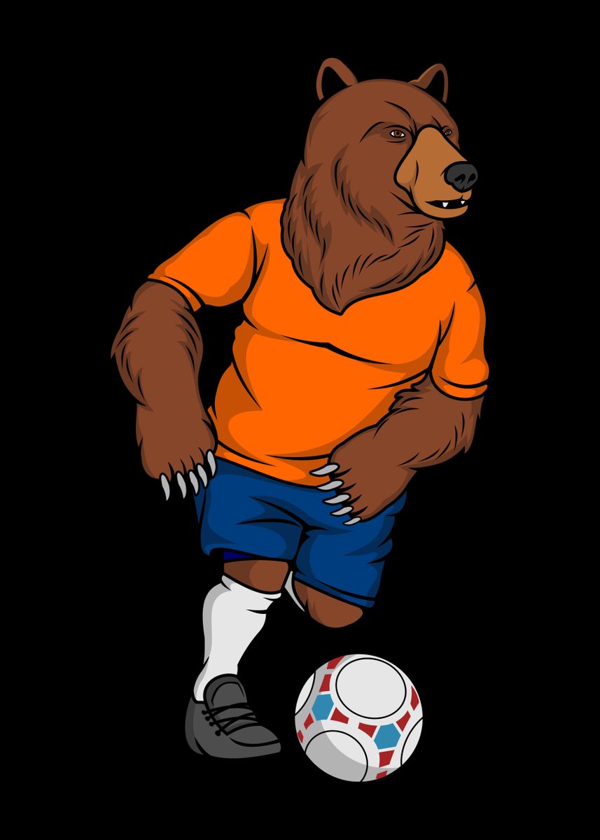 'Soccer Bear' Poster, picture, metal print, paint by schmugo | Displate