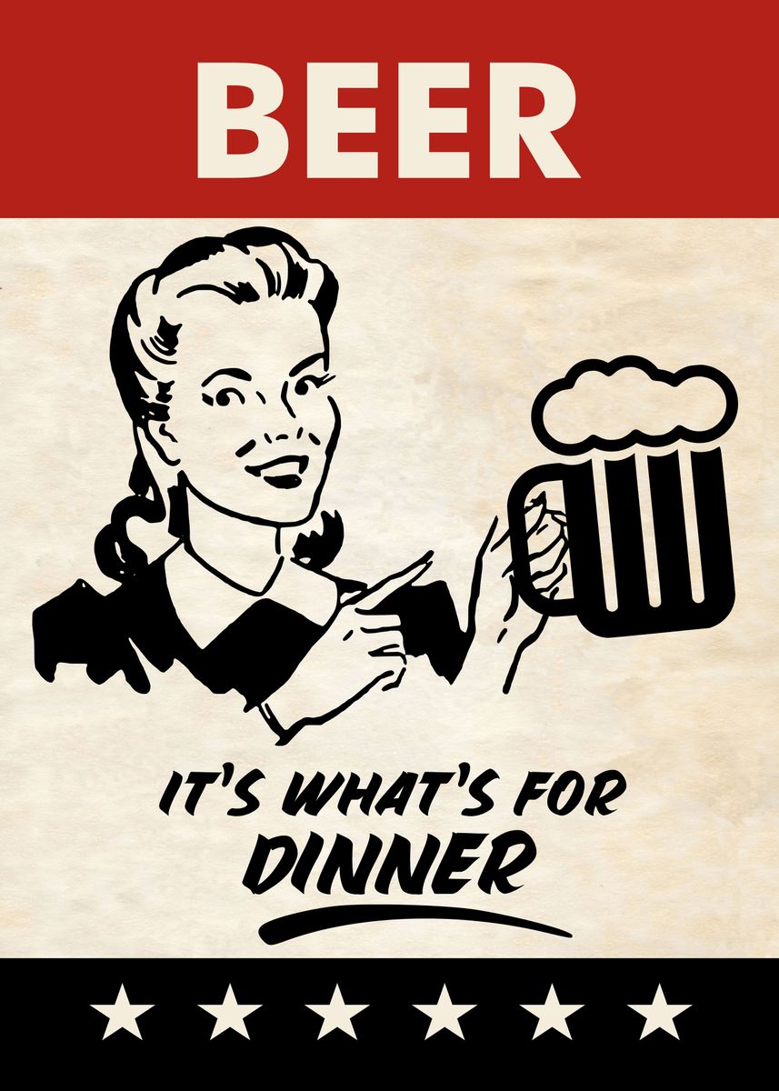 'FUNNY BEER DINNER' Poster by Atomic Chinook | Displate