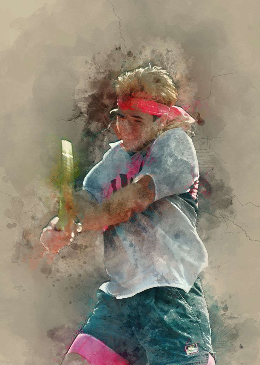 'Andre Agassi' Poster, picture, metal print, paint by VEC Group | Displate