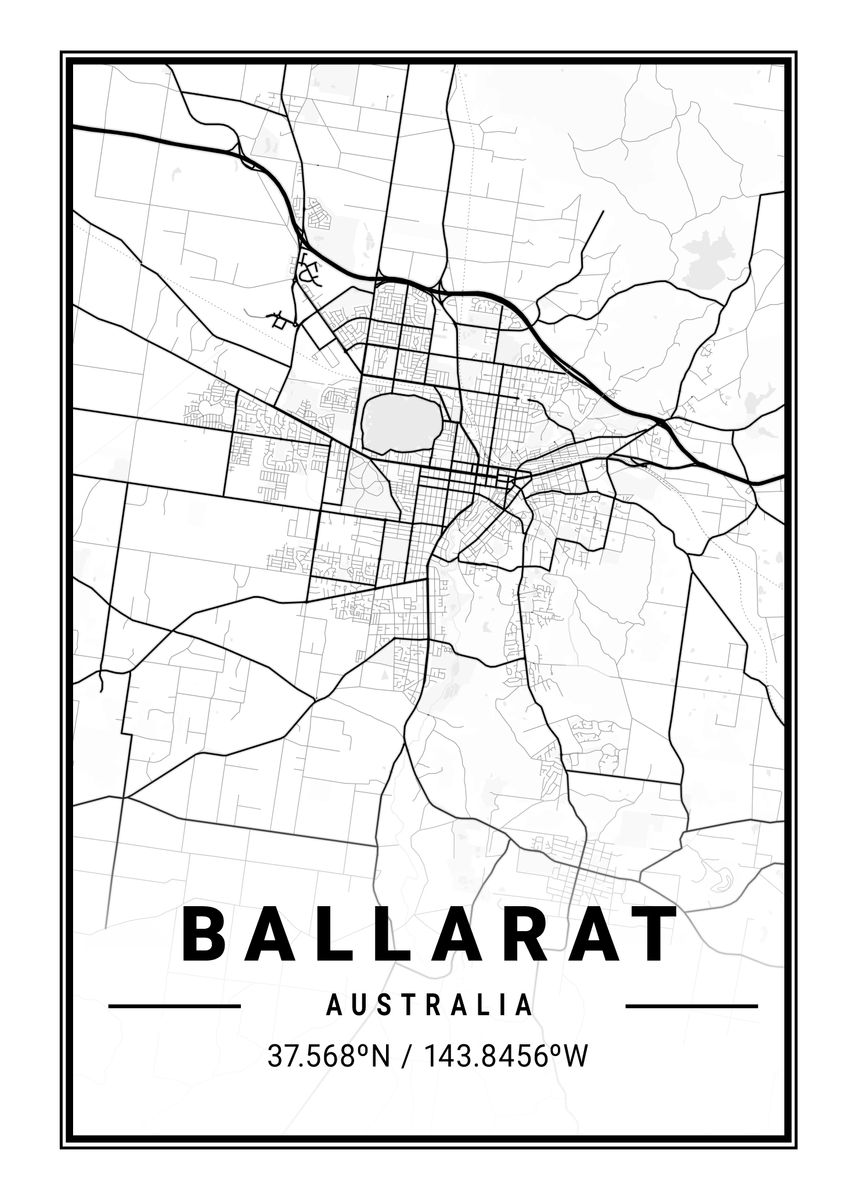 'Ballarat Light City Map' Poster, picture, metal print, paint by Tien ...
