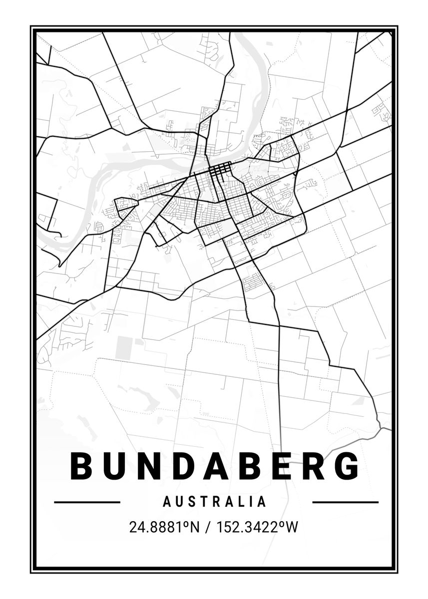 'Bundaberg Light City Map' Poster, picture, metal print, paint by Tien ...