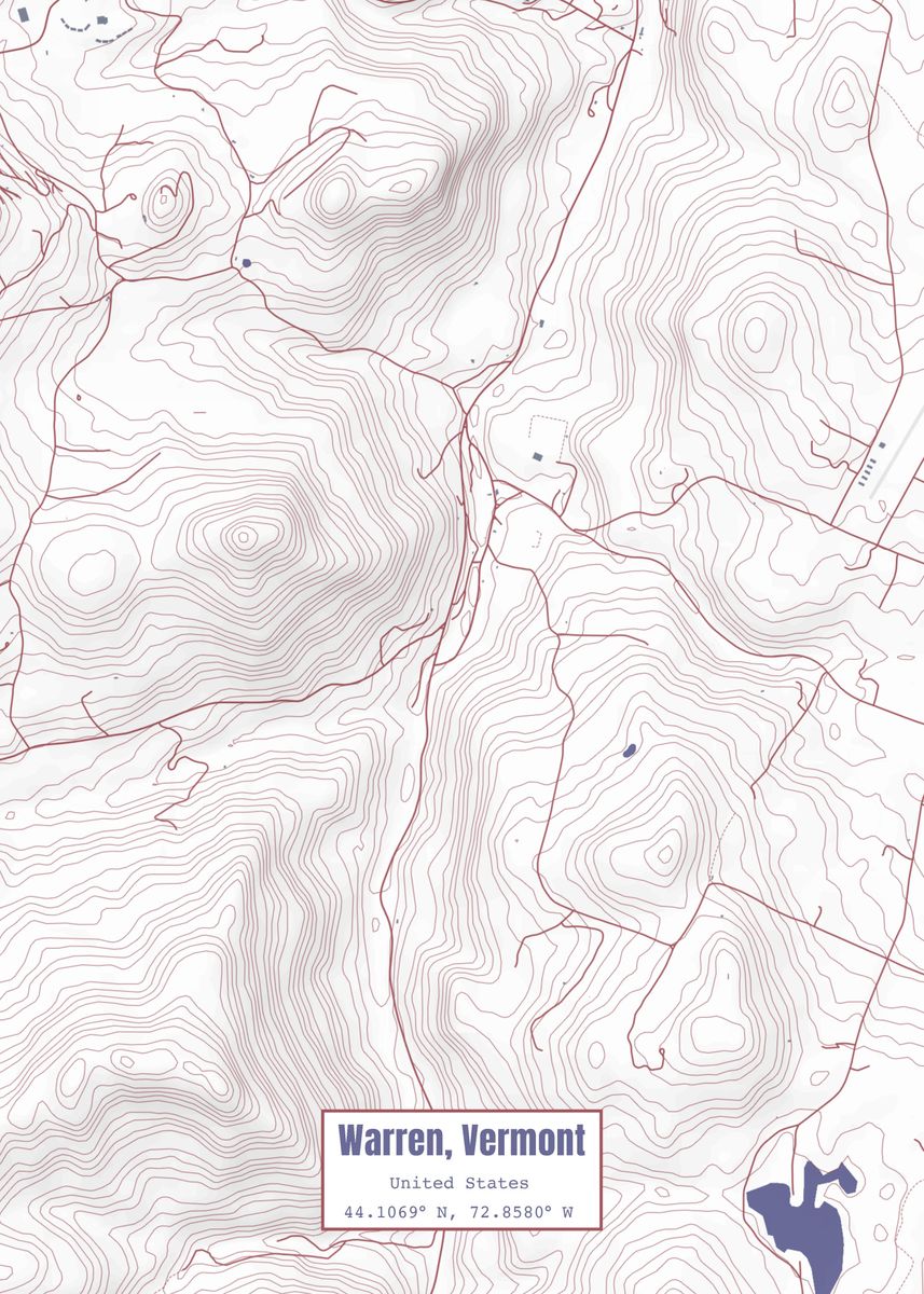'Warren VT Map USA Flag' Poster by Outward Cartography | Displate