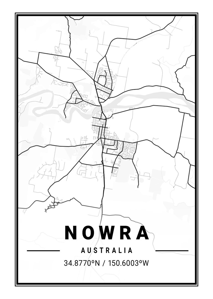 'Nowra Light City Map' Poster, picture, metal print, paint by Tien ...