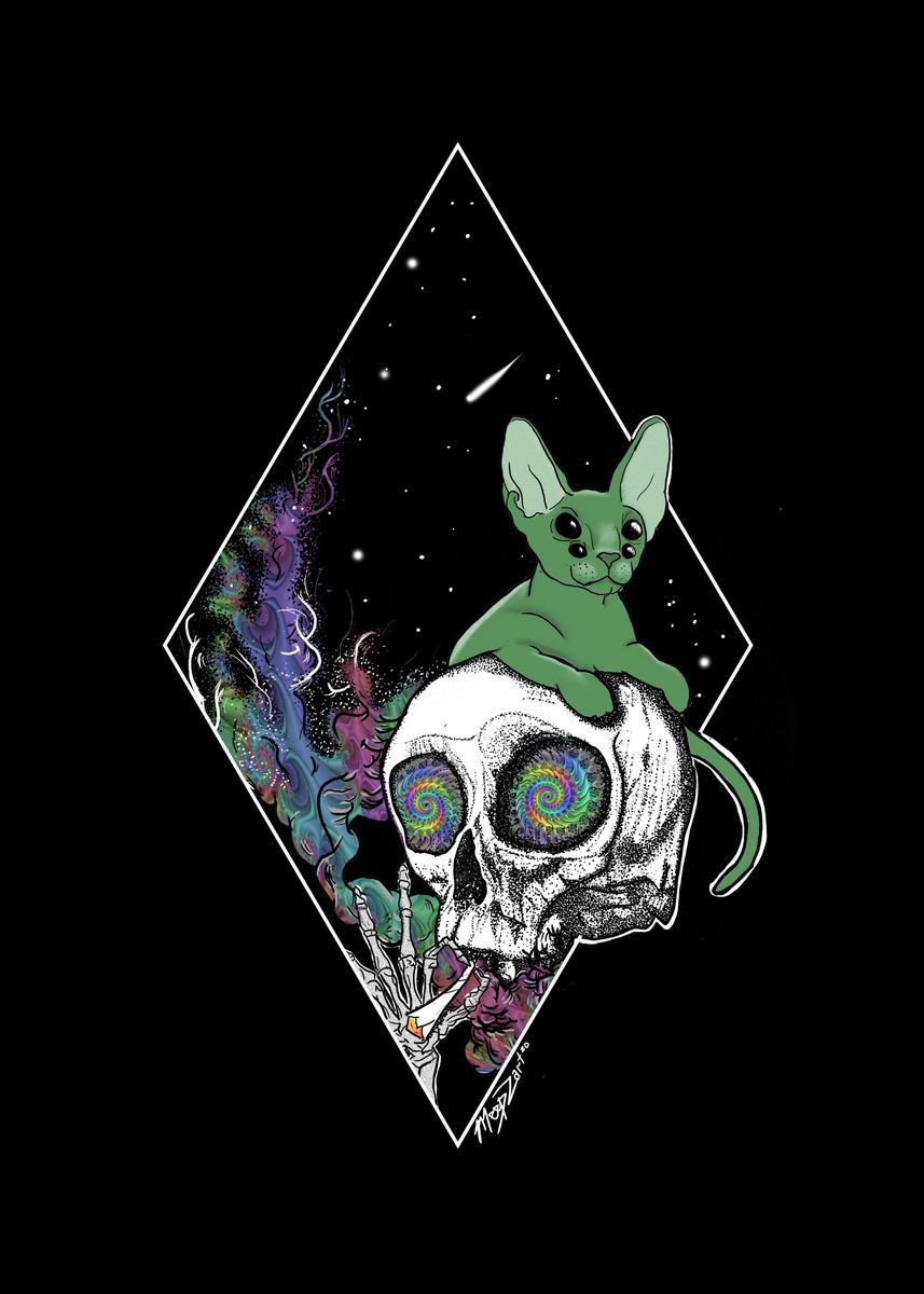 '420 Space Cat' Poster, picture, metal print, paint by Meghan | Displate