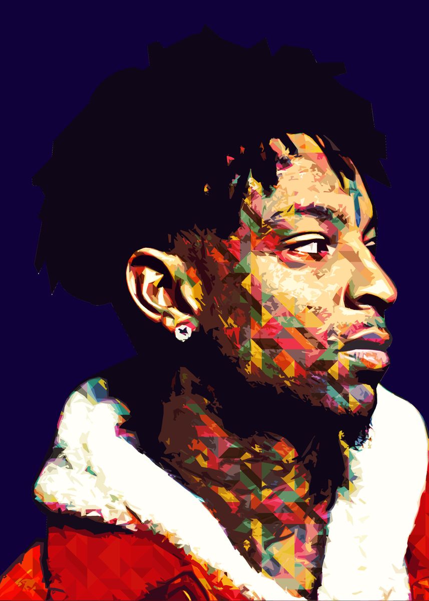 '21 Savage' Poster, picture, metal print, paint by Roni Aji Pratama ...