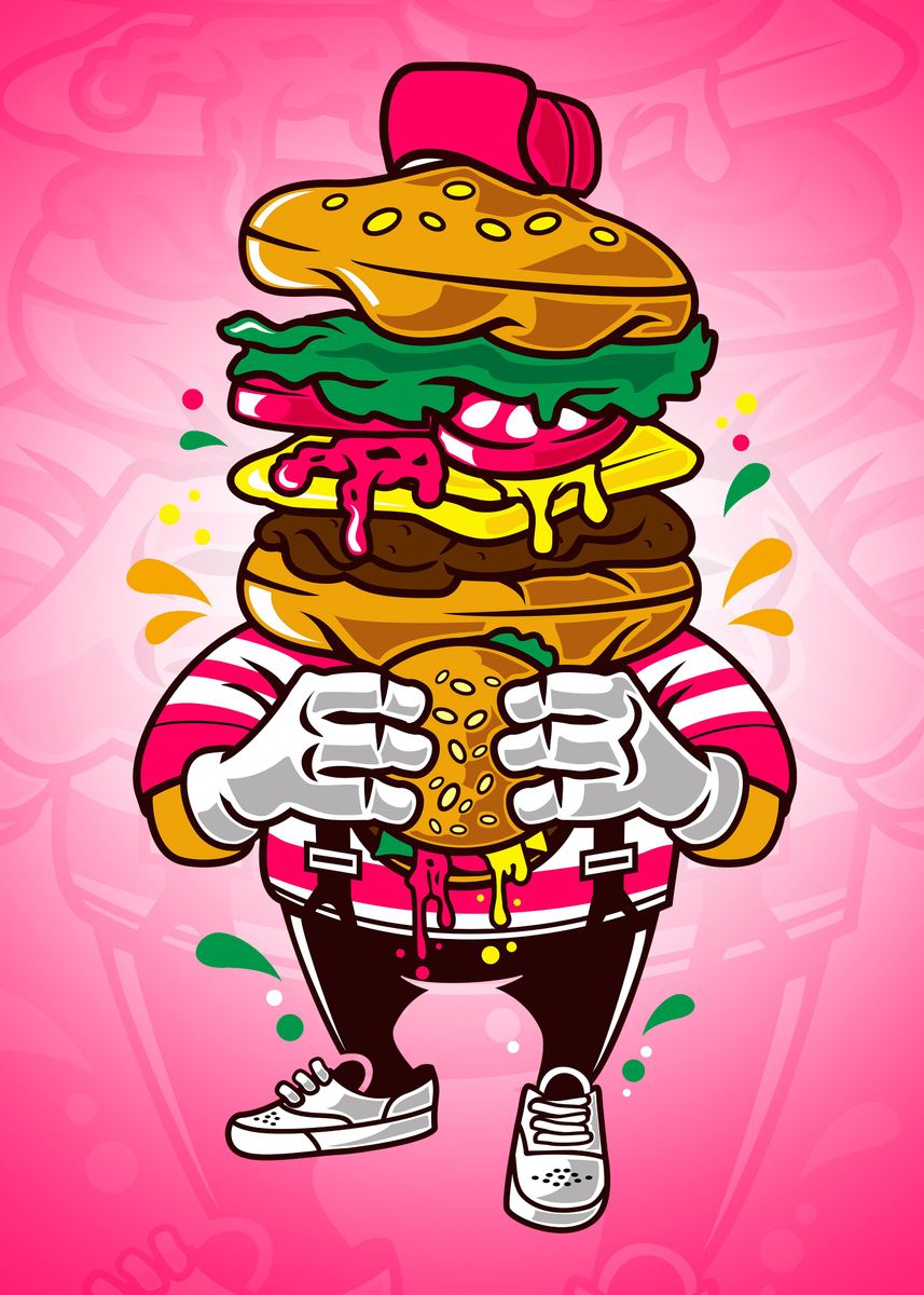 'Burger big bite' Poster by Turie Art | Displate