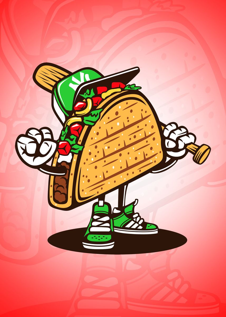 'Cool Tacos' Poster, picture, metal print, paint by Turie Art | Displate