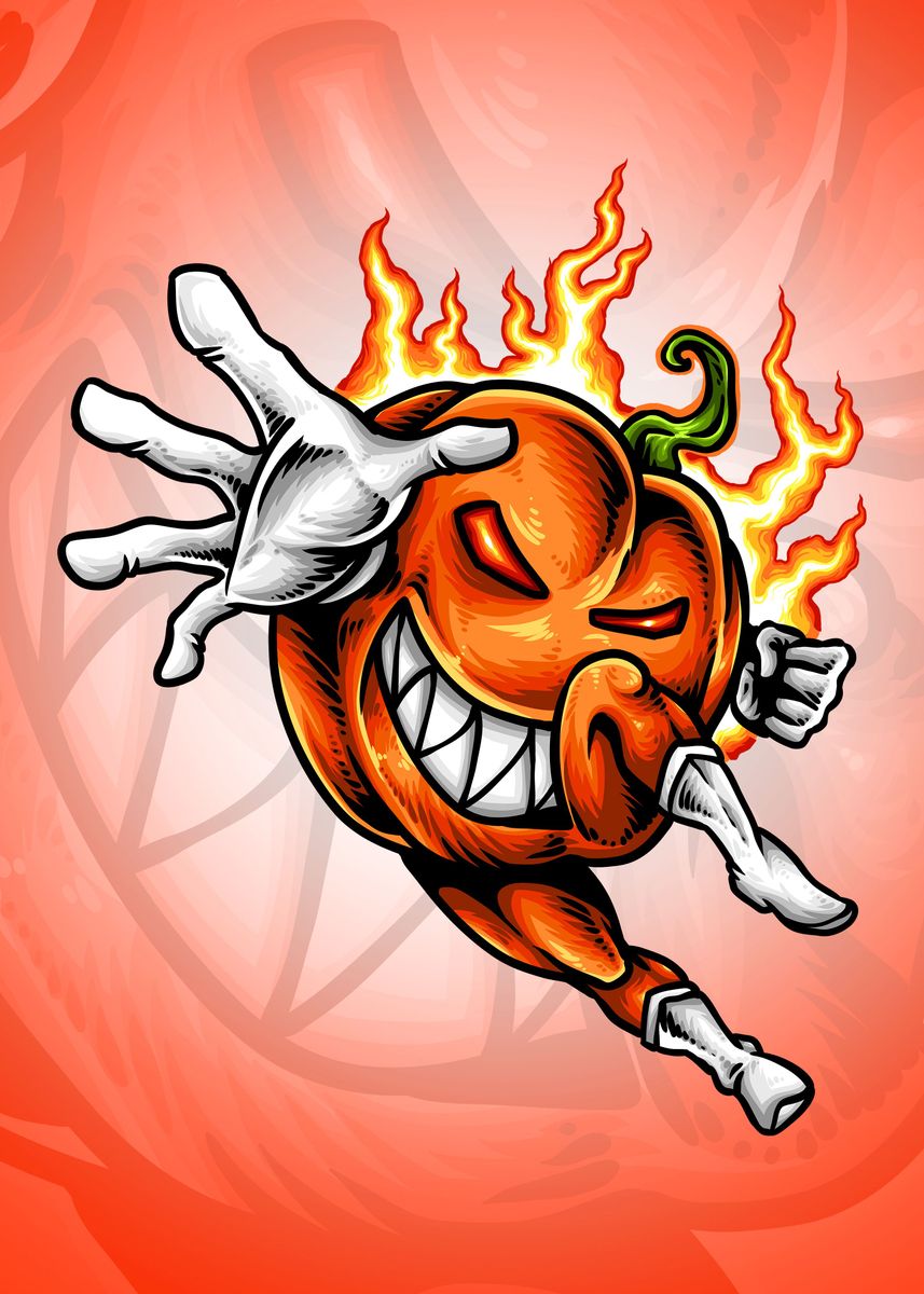 'Pumpkin Fighter' Poster, picture, metal print, paint by Turie Art ...