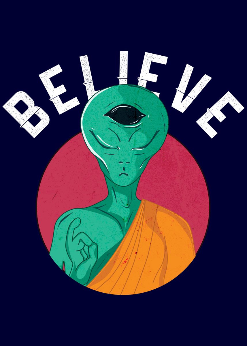 'Alien Fan' Poster, picture, metal print, paint by ShirTom | Displate