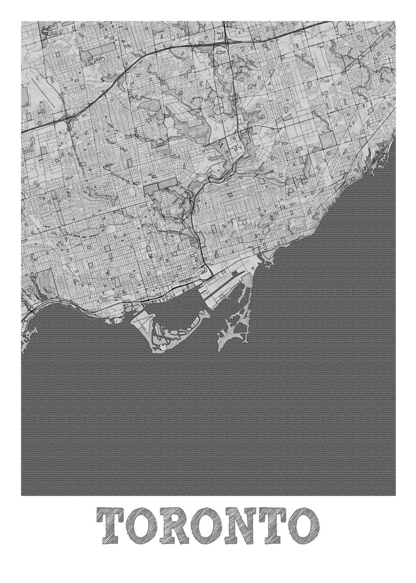 'Toronto Pencil Street Map' Poster, picture, metal print, paint by Tien ...