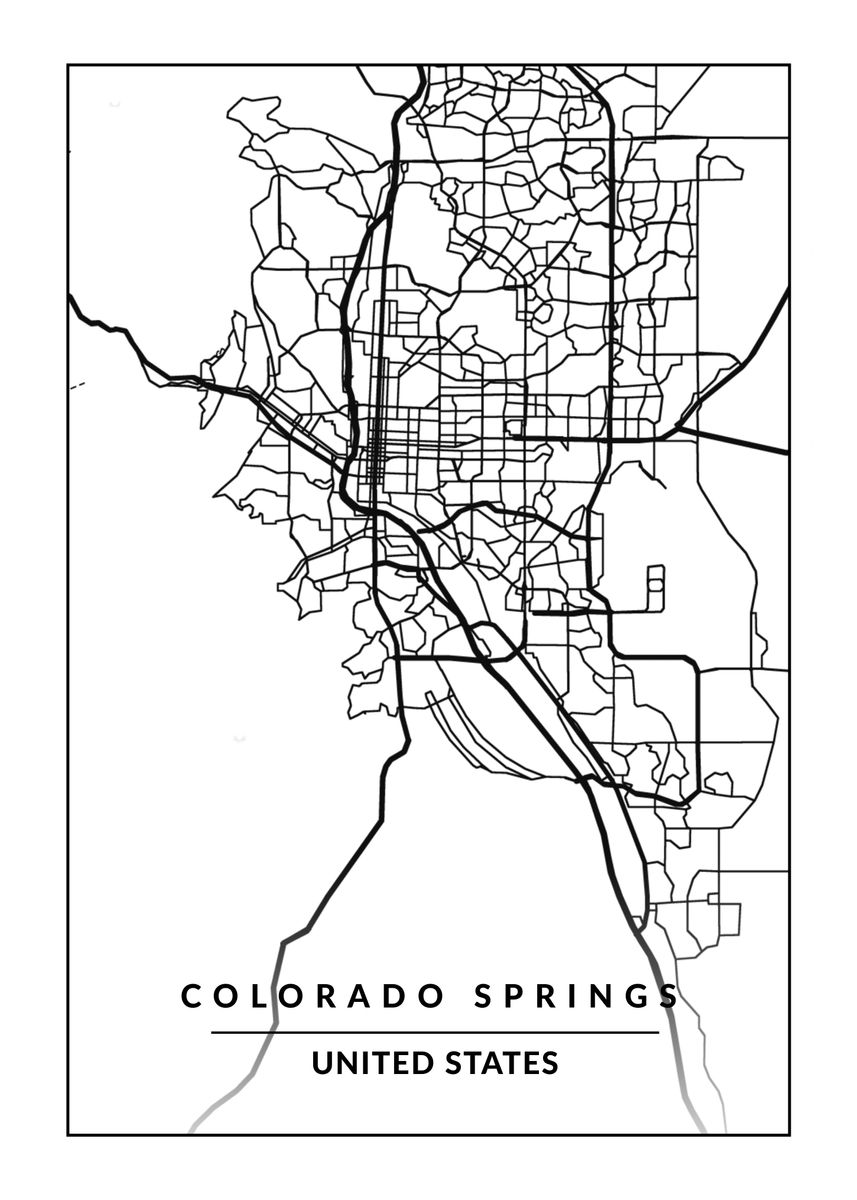 'Map of Colorado Springs' Poster, picture, metal print, paint by Zero ...