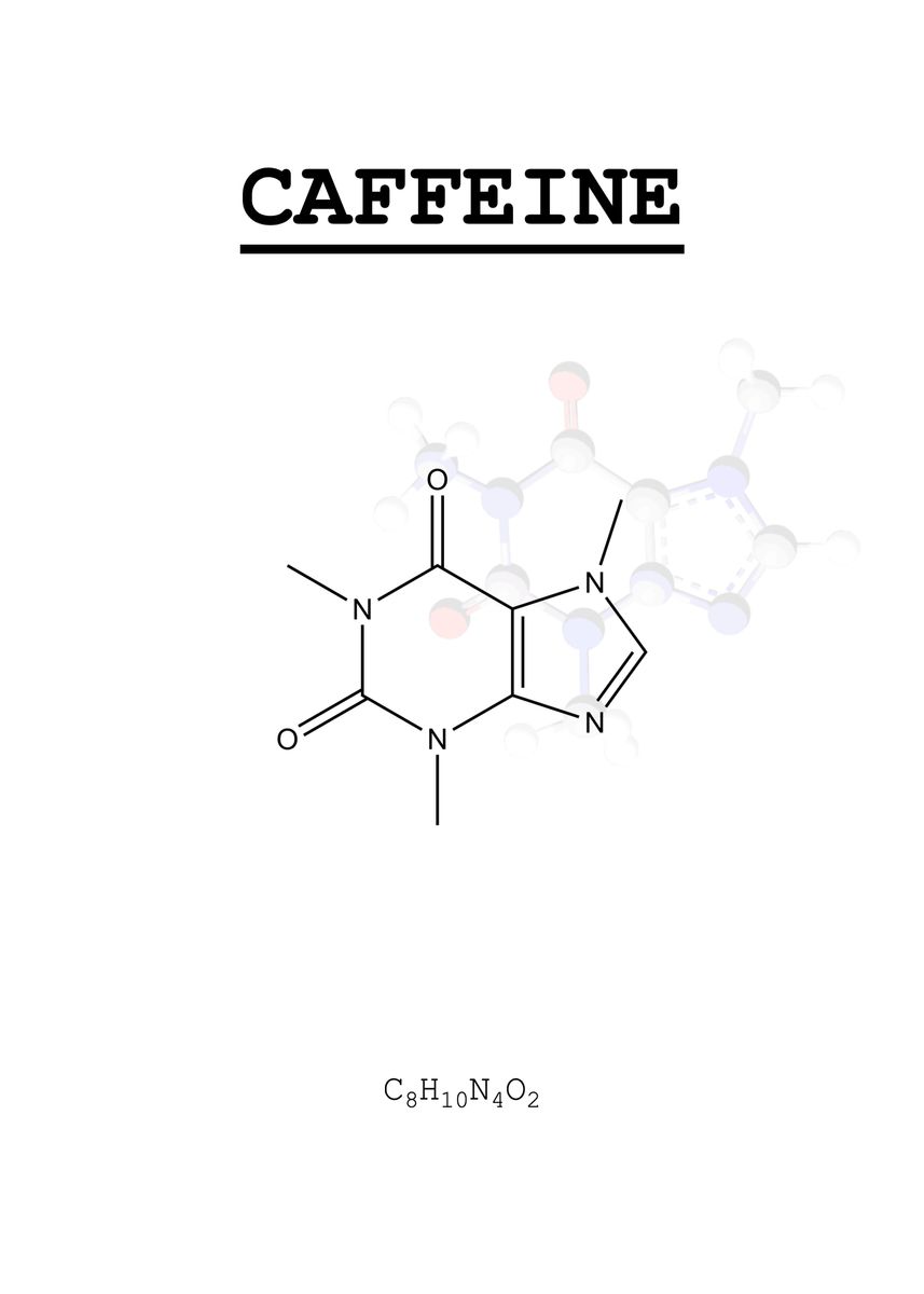 'Caffeine' Poster, picture, metal print, paint by ChemECool | Displate