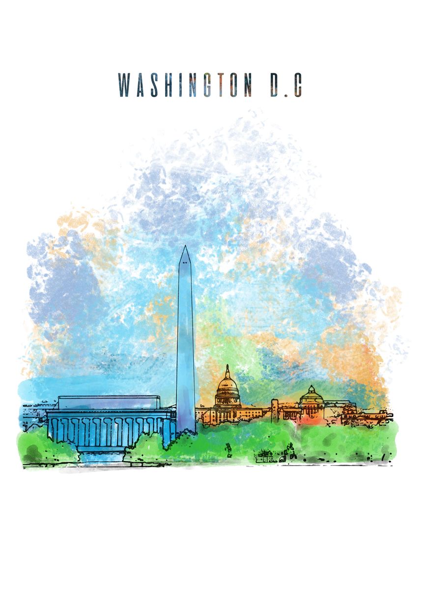 'Washington DC City Poster' Poster, picture, metal print, paint by ...