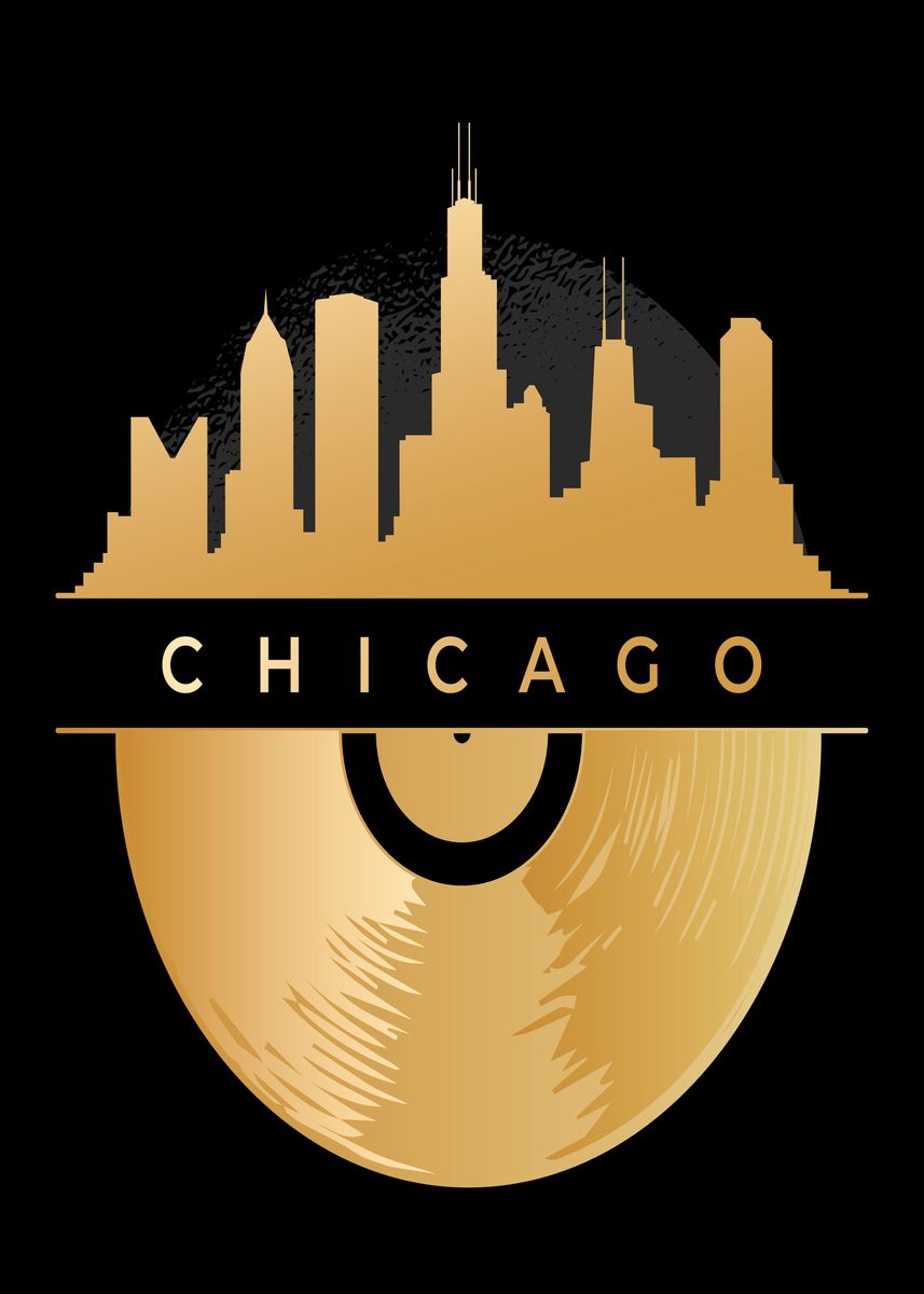 'Chicago Vinyl Skyline' Poster, picture, metal print, paint by ...