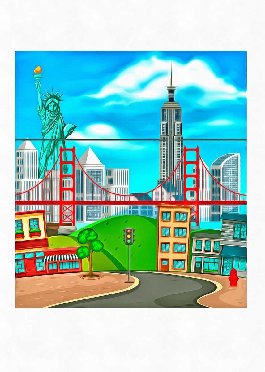 'New York City Illustration' Poster by John Shepherd | Displate