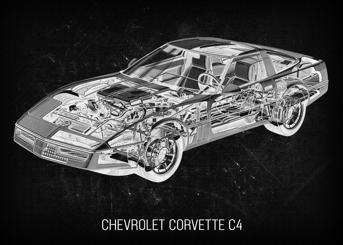 'Chevrolet Corvette C4' Poster by JAT DESIGNS | Displate