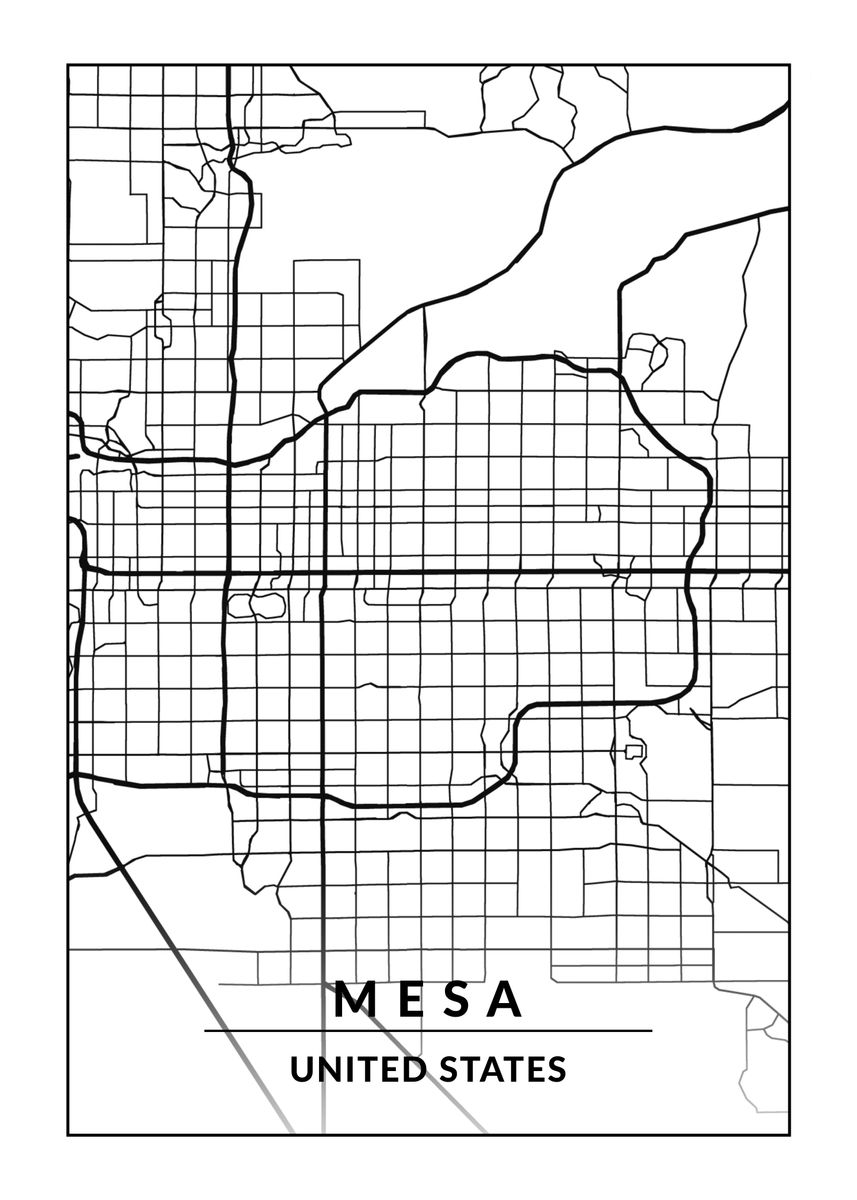 'Map of Mesa USA' Poster, picture, metal print, paint by Zero Nine ...