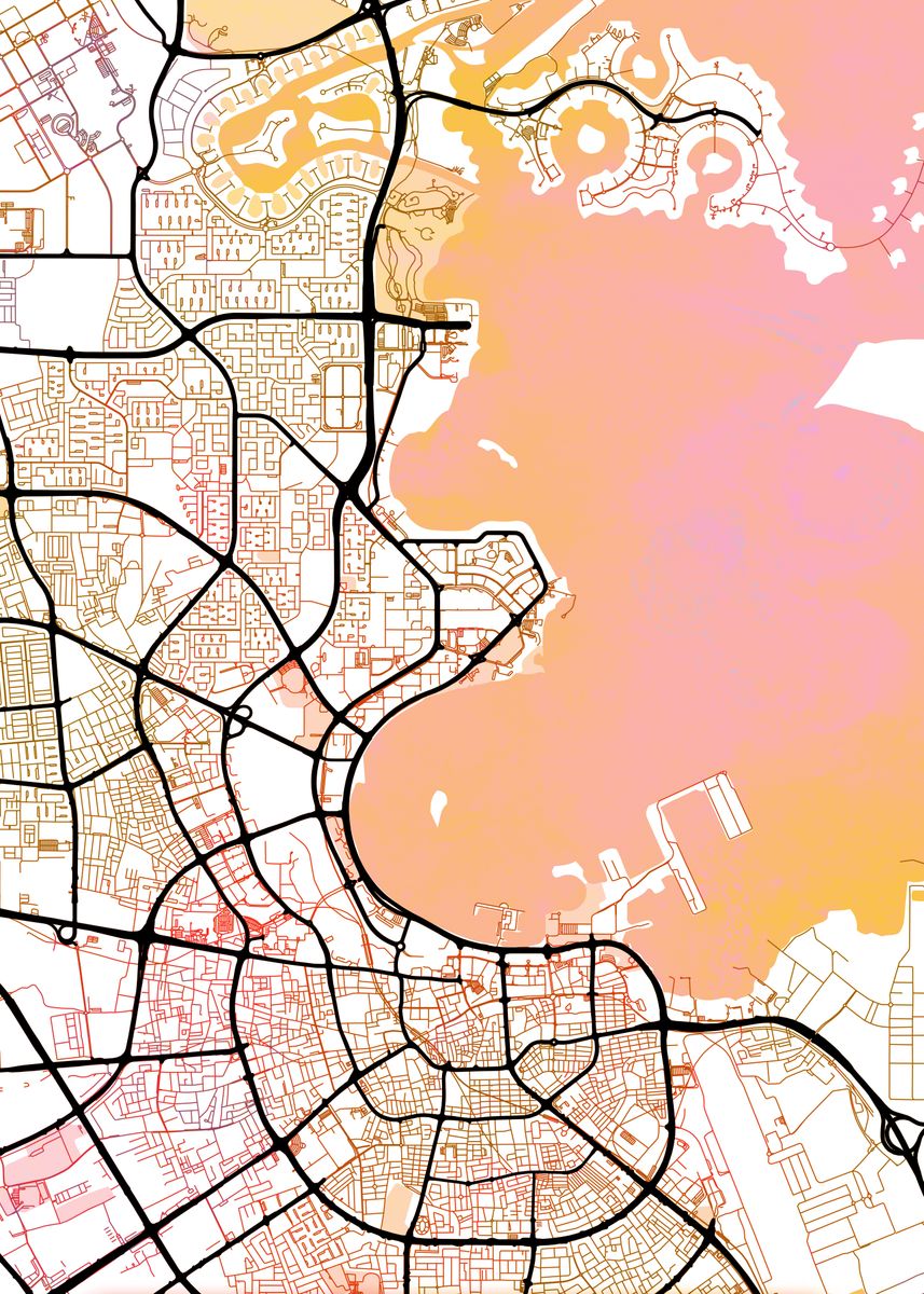 'Doha Street Map' Poster by Dany | Displate