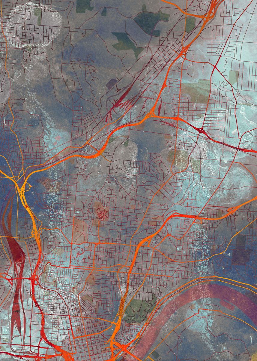 'Cincinnati Street Map' Poster, picture, metal print, paint by Dany ...