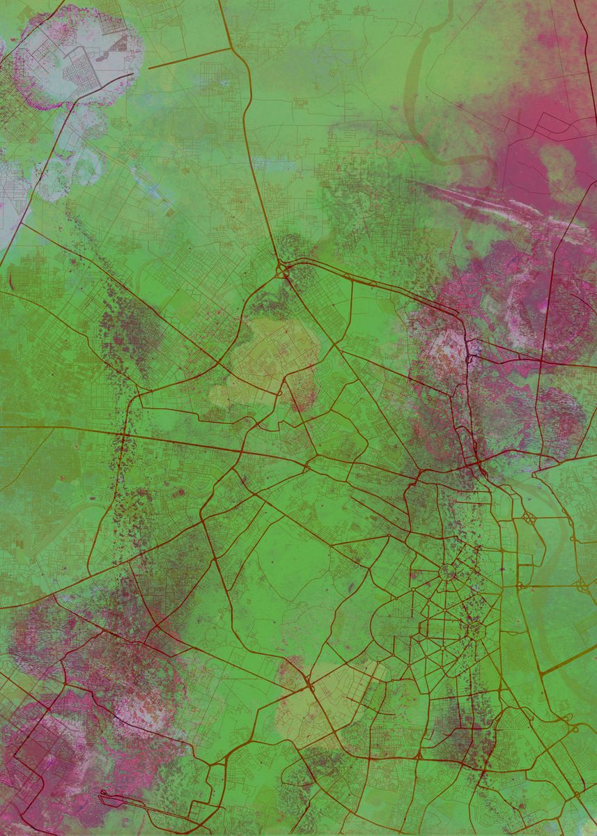 'Delhi Street Map' Poster, picture, metal print, paint by Dany | Displate