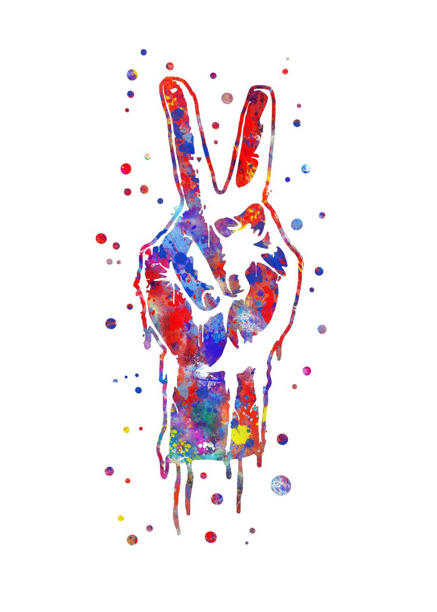 'V sign peace symbol ' Poster, picture, metal print, paint by ...
