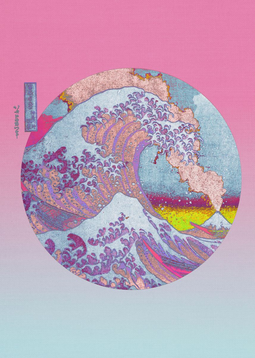 'Great Wave Pink and Blue ' Poster, picture, metal print, paint by ...