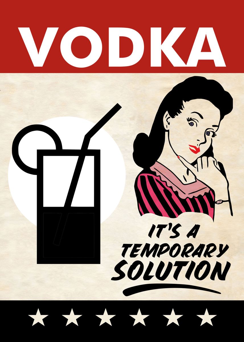 'VODKA SOLUTION WOMAN' Poster, picture, metal print, paint by Atomic Chinook | Displate