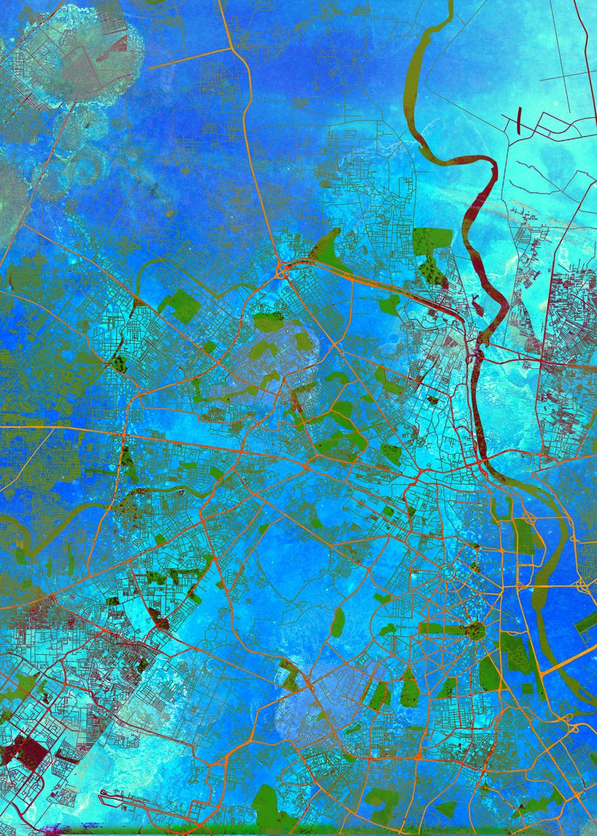 'Delhi Street Map' Poster, picture, metal print, paint by Dany | Displate