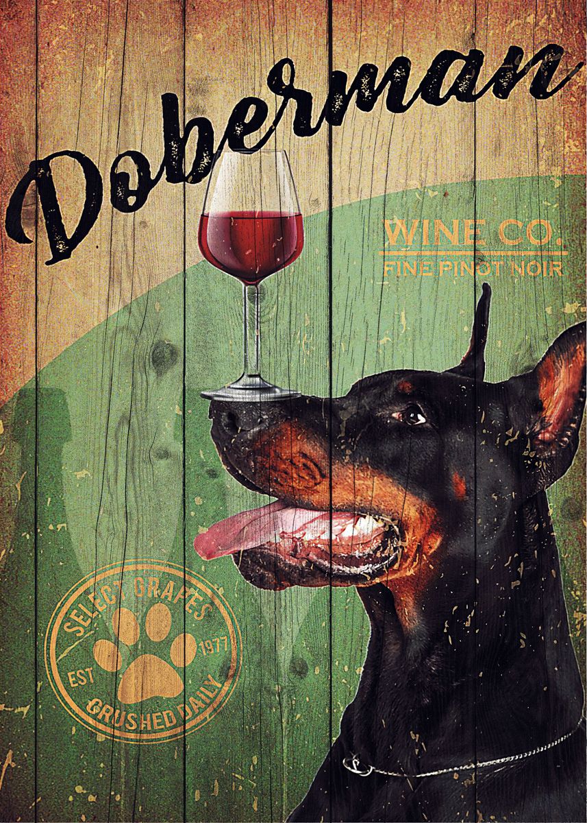 'Doberman' Poster, picture, metal print, paint by Nick Cournoyer | Displate