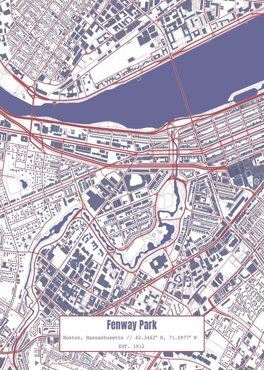 'Fenway Park Map' Poster, picture, metal print, paint by Benjamin Tyson ...