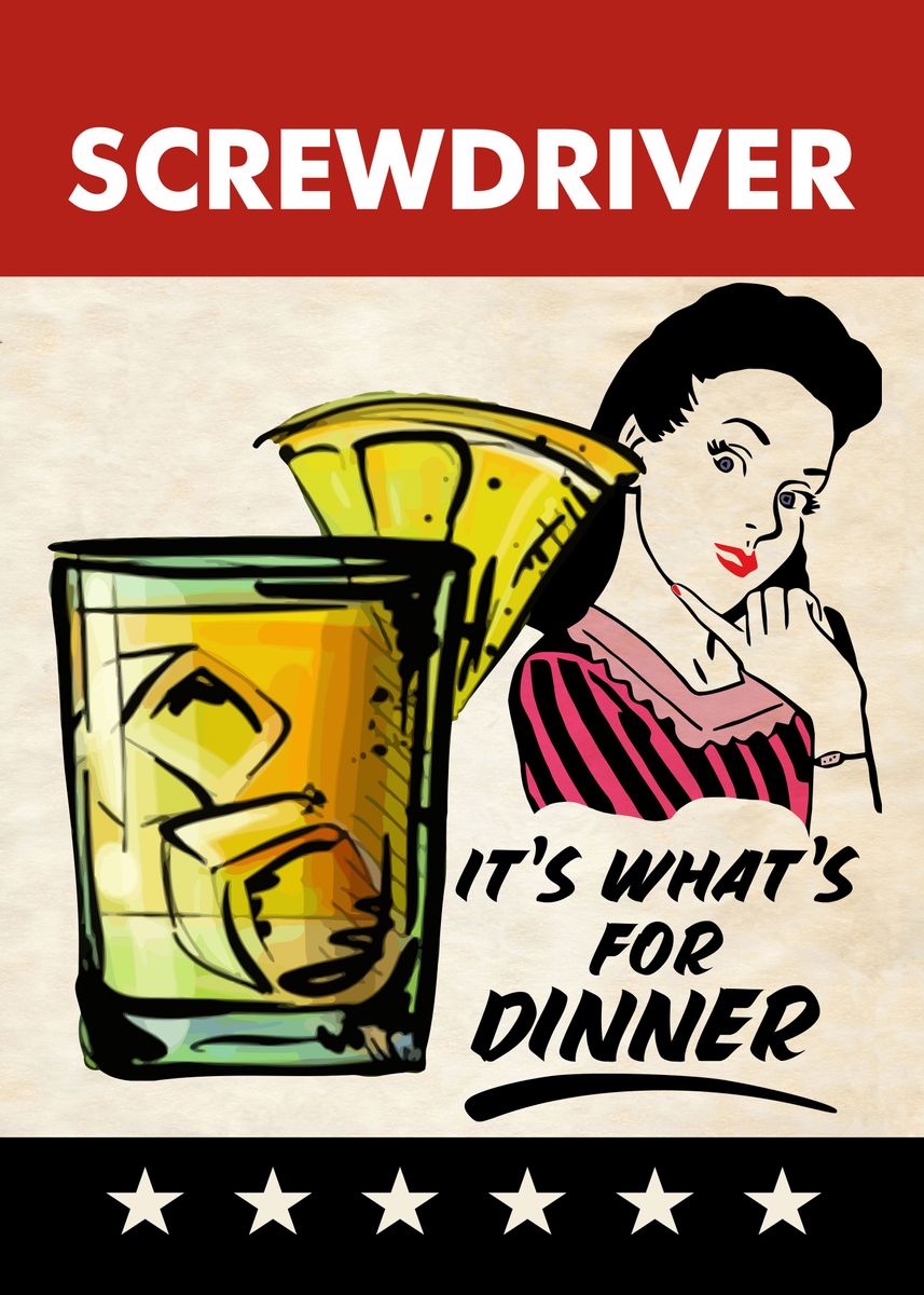 'SCREWDRIVER DINNER WOMAN' Poster, picture, metal print, paint by ...